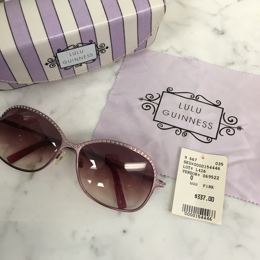 Lulu Guinness Pink Oversize Retro Pearl Sunglasses - Gem